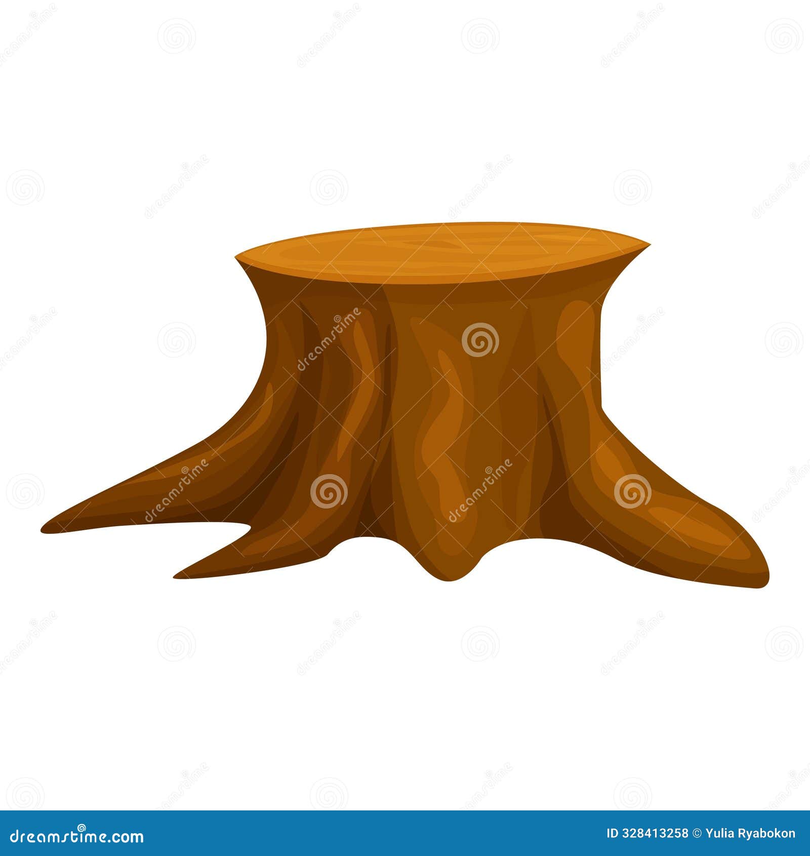 Brown Tree Stump Isolated on White Background Stock Illustration ...