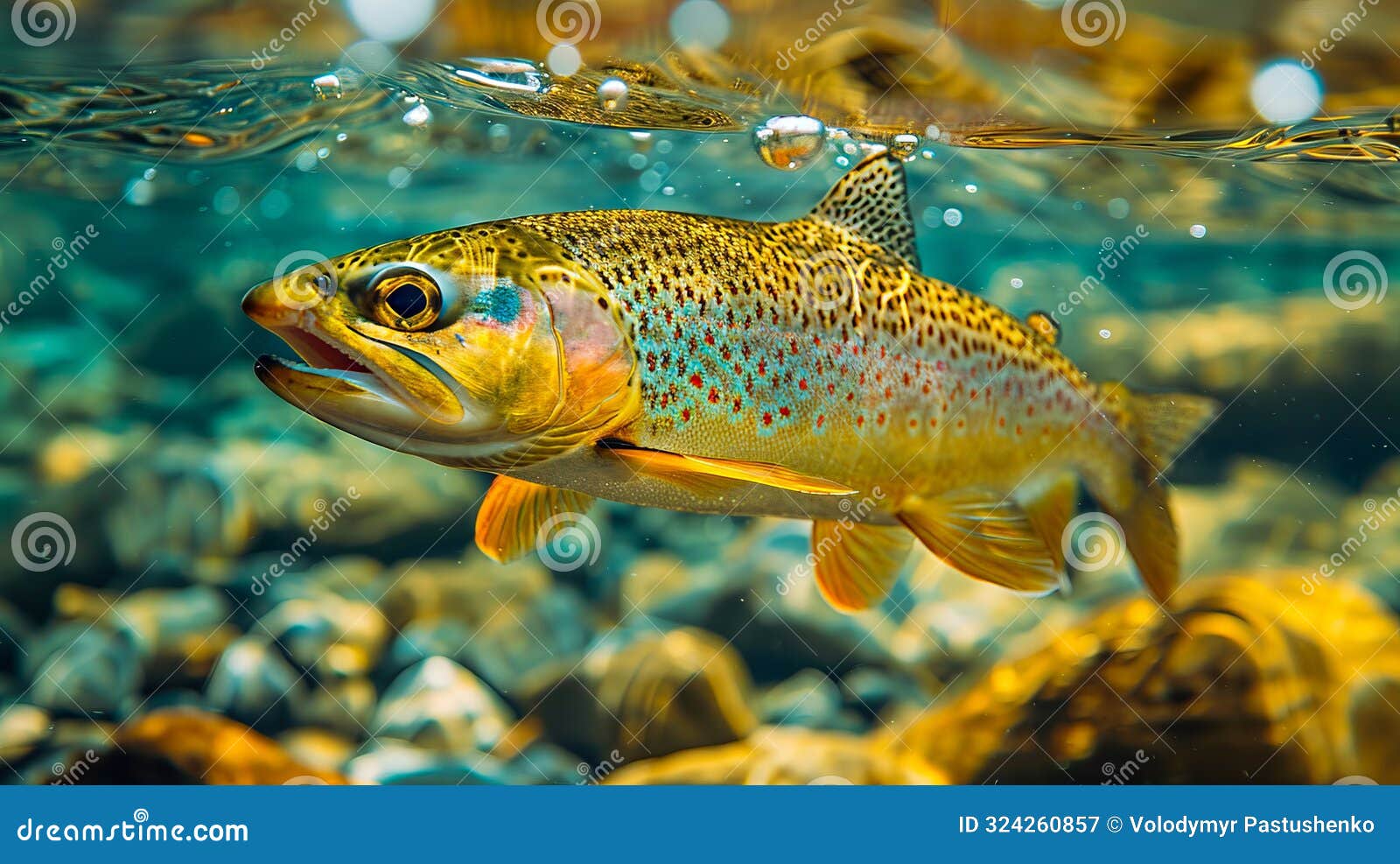 A Brown Trout Swimming in the Water Stock Image - Image of supply ...