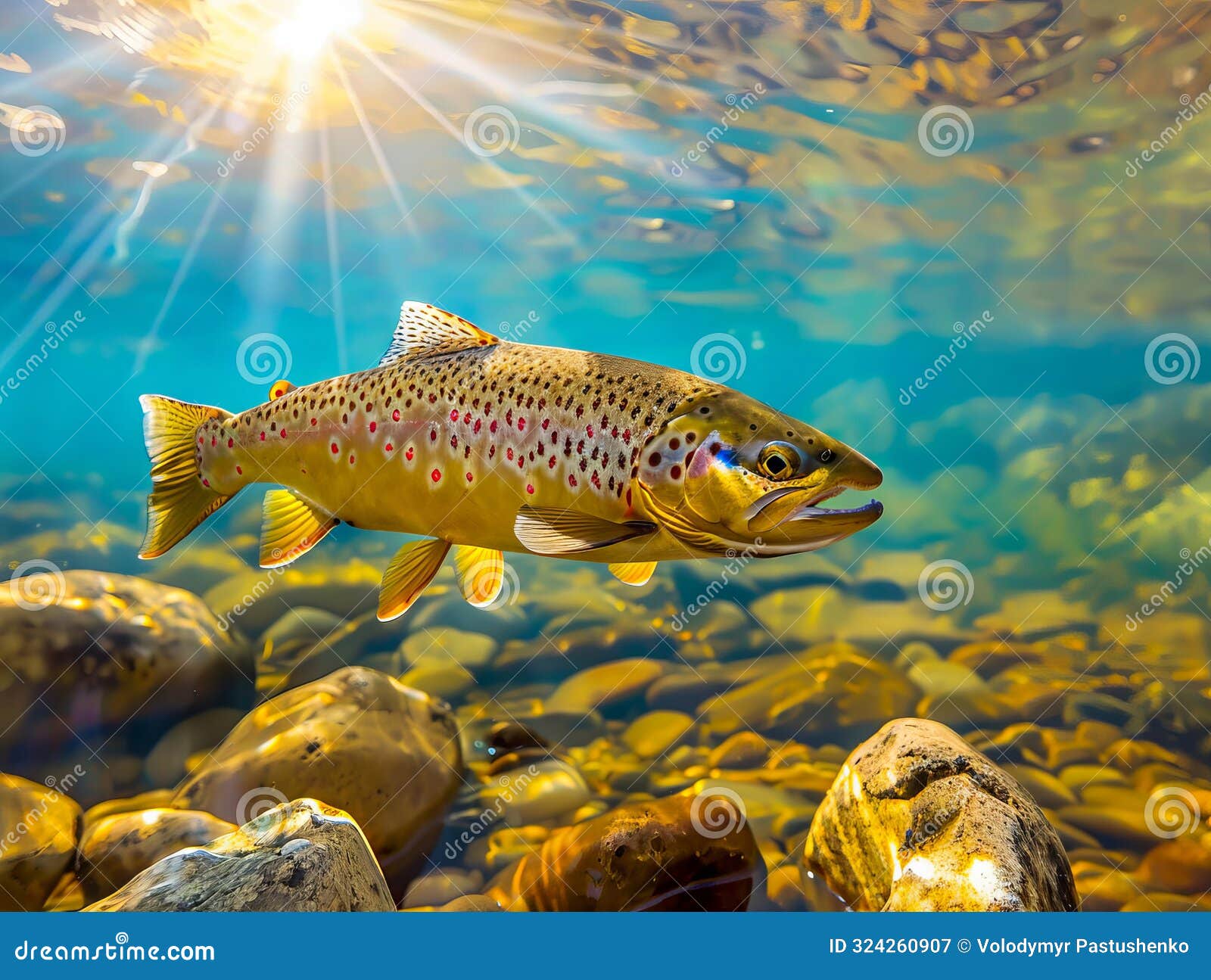 A Brown Trout Swimming in the Water Stock Image - Image of rainbow ...