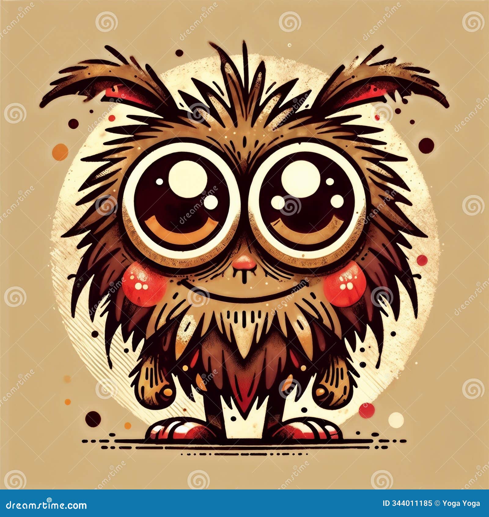 Brown Unique Monster Illustrator Vector Stock Illustration ...