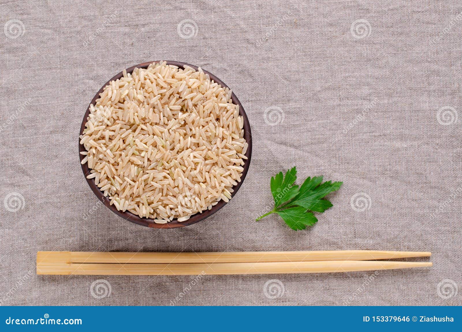 Brown unpolished rice stock photo. Image of leaf, fiber - 153379646