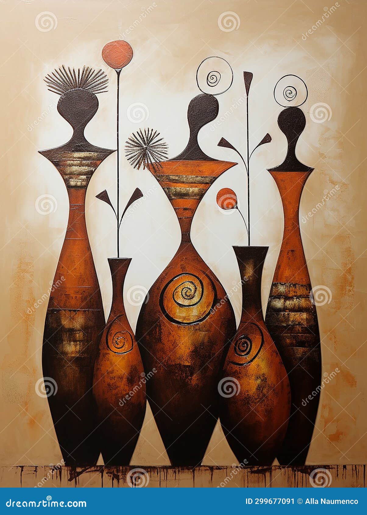 Brown Vases in the Shape of a Female Figure on an Illuminated ...