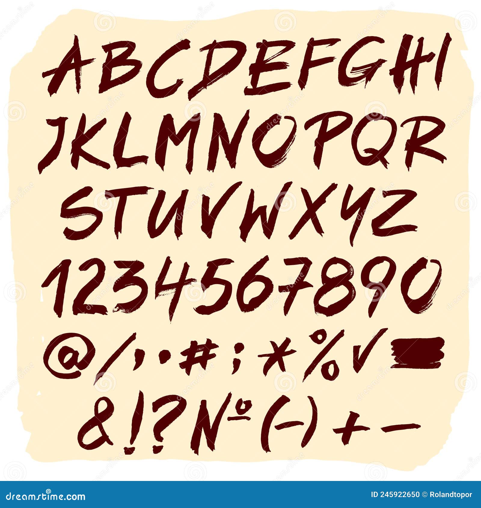 Brown Vector Alphabet. Letters of the Alphabet Written with a Brush ...