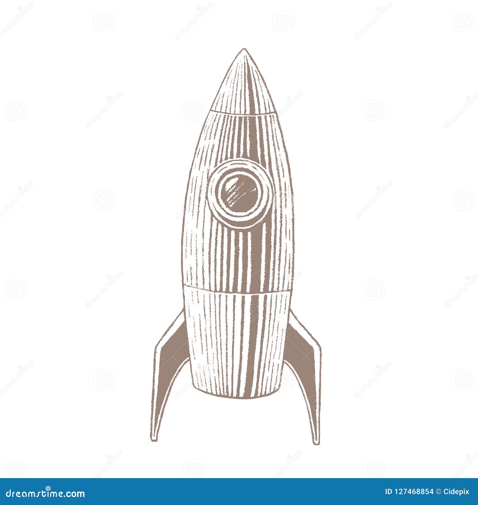 Brown Vectorized Ink Sketch of Rocket Illustration Stock Vector ...