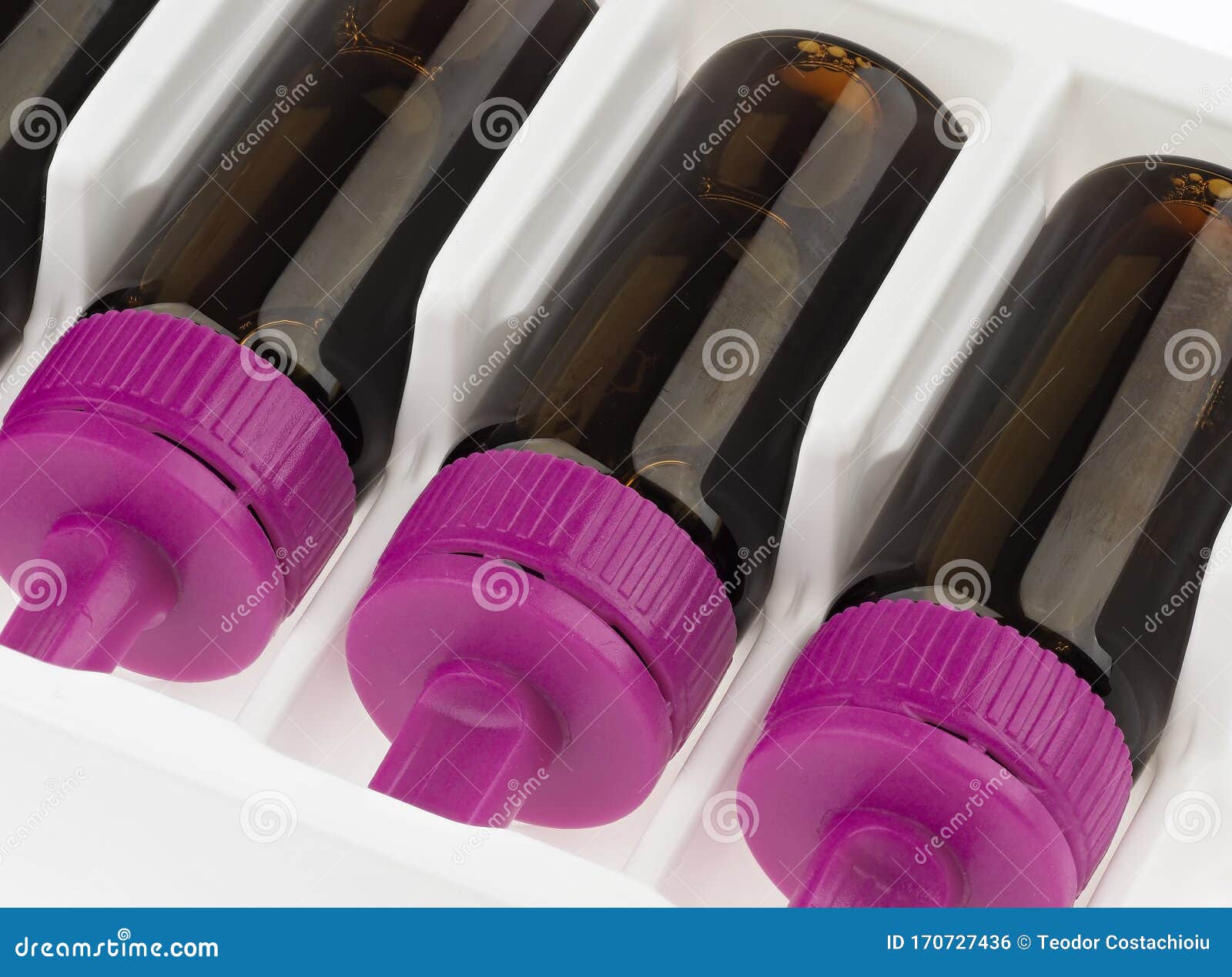 Brown Vials with Violet Lid Stock Photo - Image of medicine, flacon ...