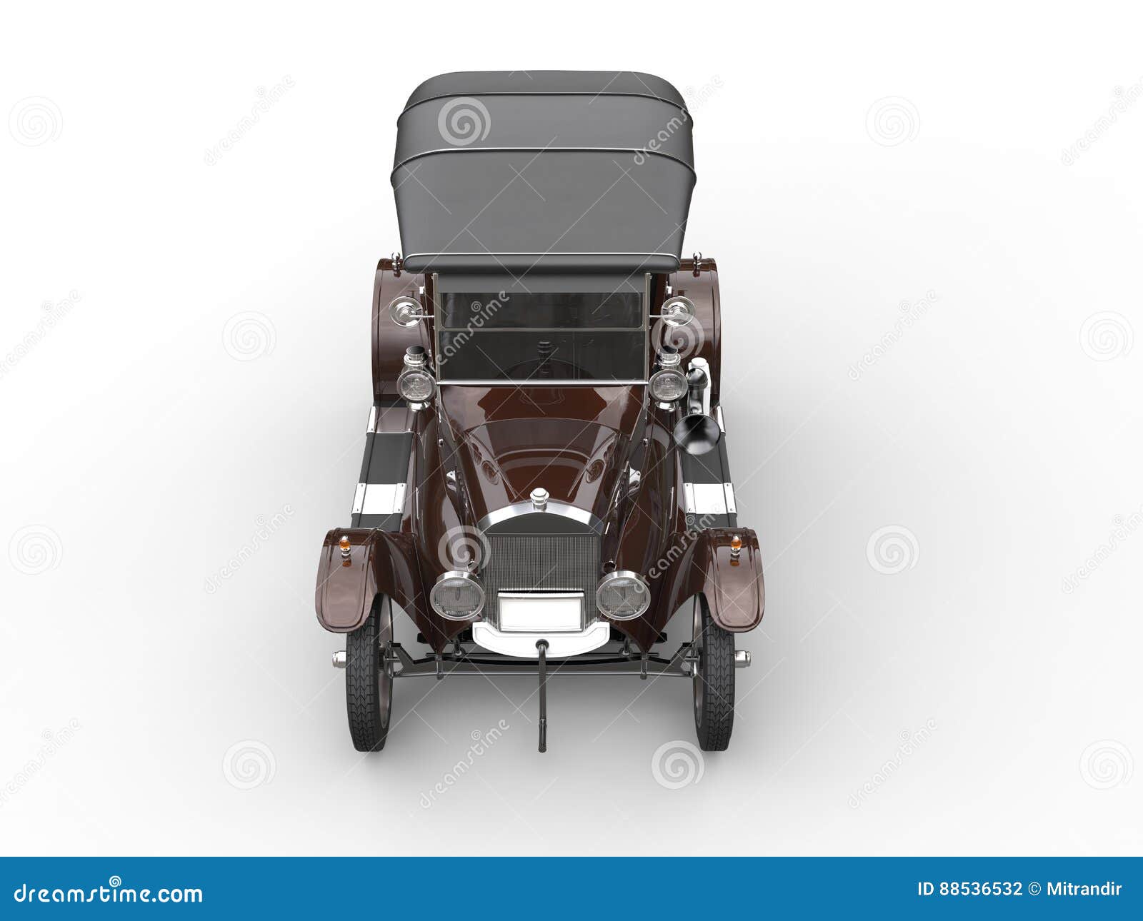 Brown Vintage Car - Restored - Top View Stock Photo - Image of drive ...