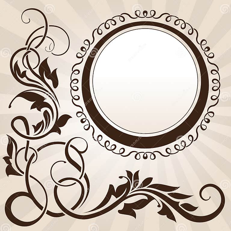 Brown Vintage Floral Corner with Frame Stock Vector - Illustration of ...