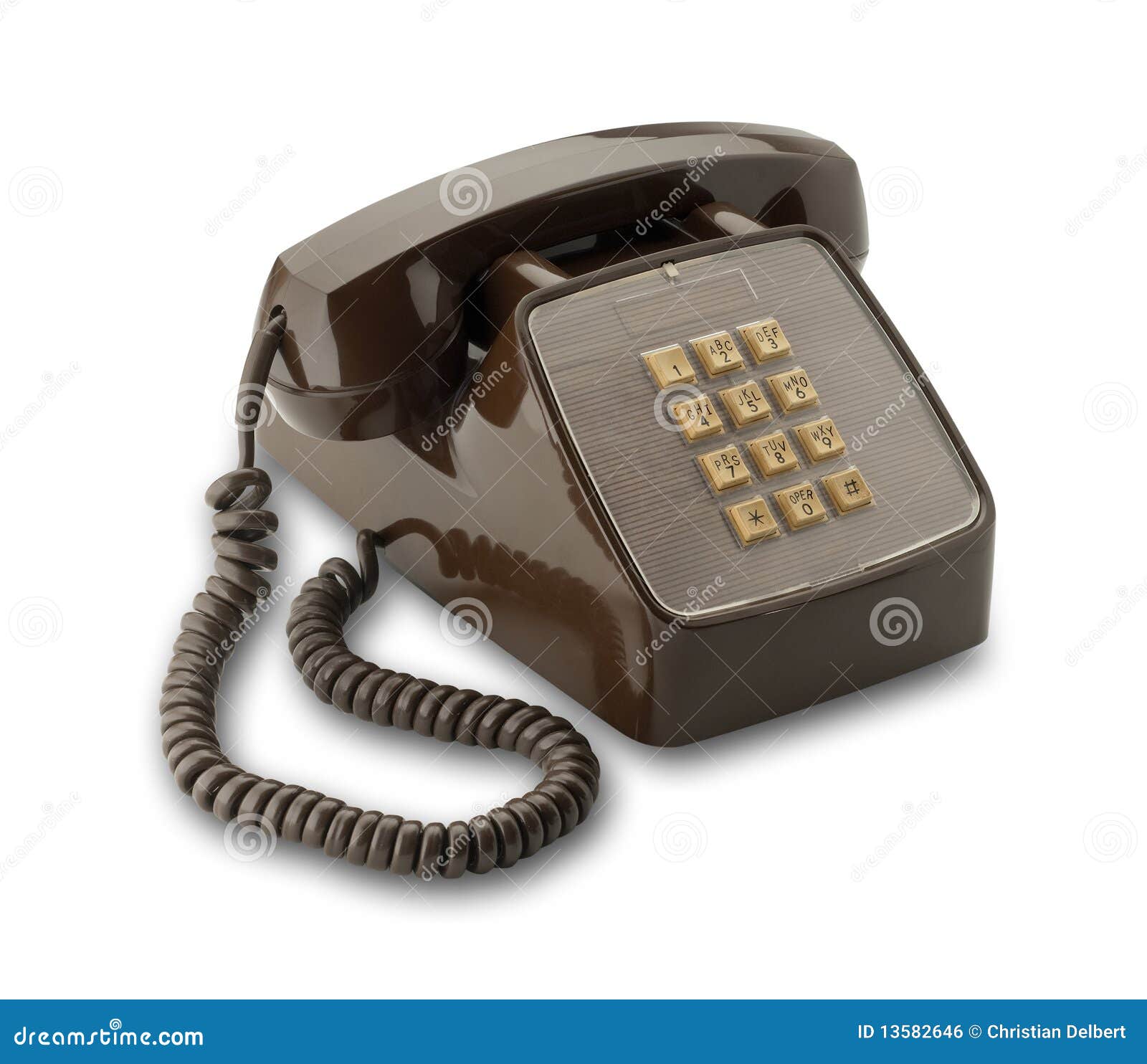 Brown Vintage Phone, Isolated Stock Photo - Image of cord, connect ...