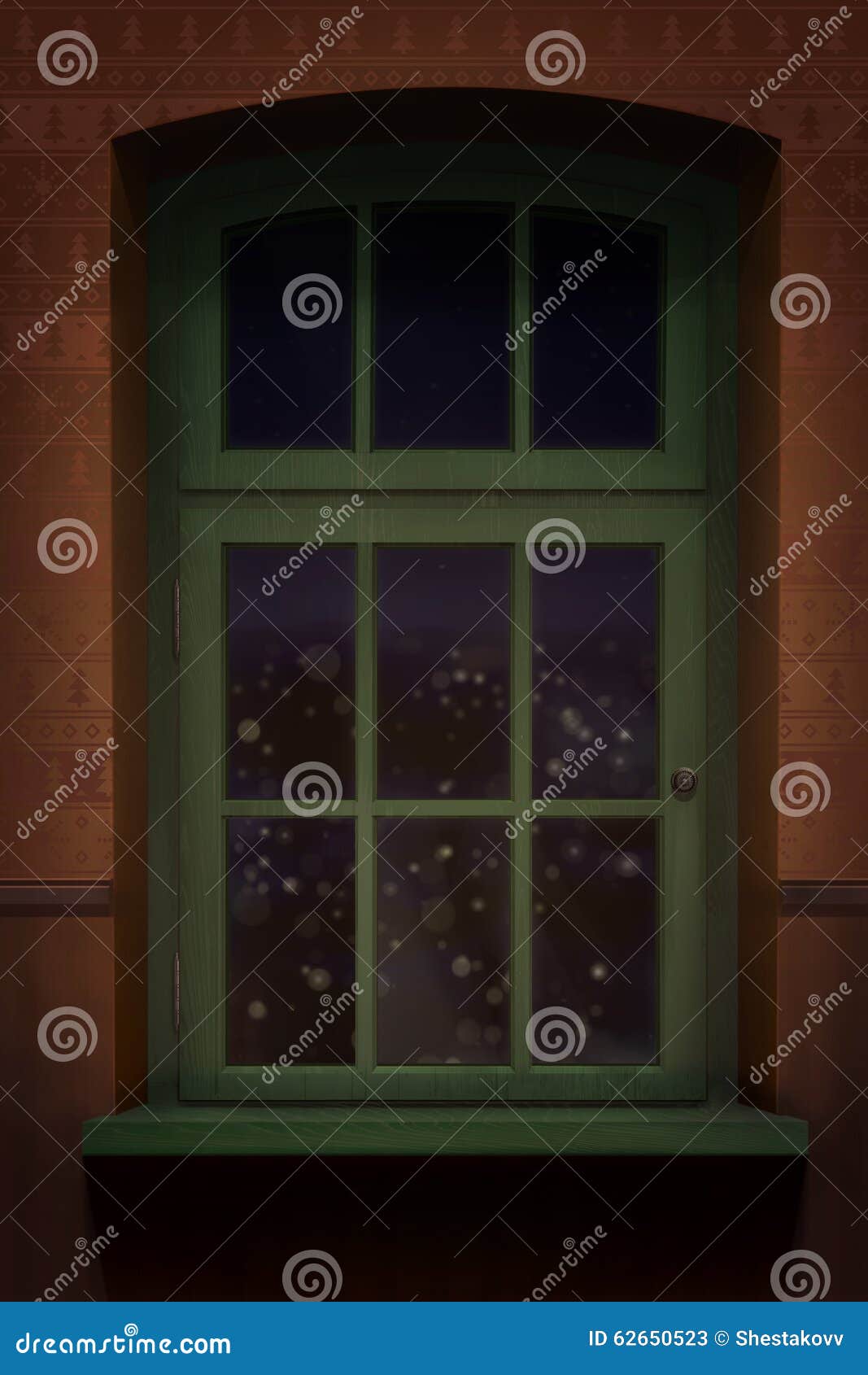 Brown Wall and Green Wooden Window Background Stock Image - Image of ...