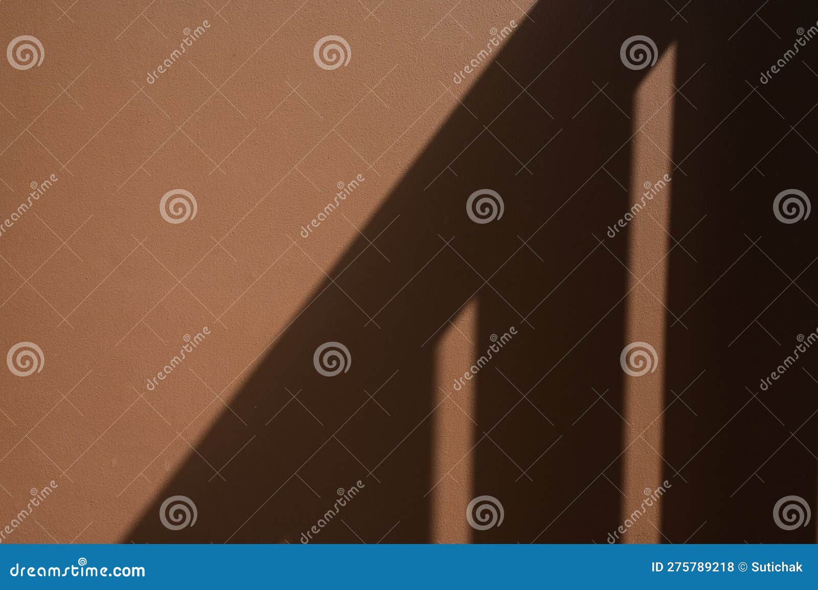 Brown Wall Textured Background with Railing Shadow Stock Photo - Image ...