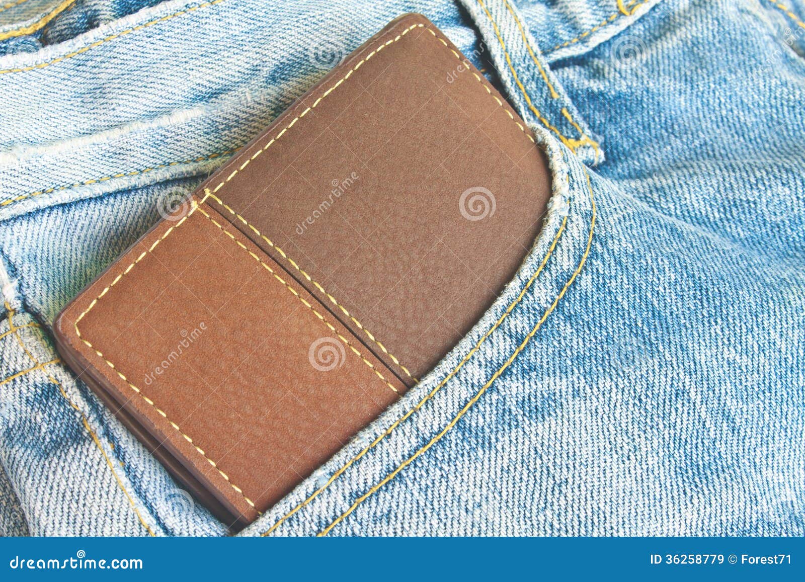 Brown Wallet in Jeans Trousers Back Pocket Stock Image - Image of ...