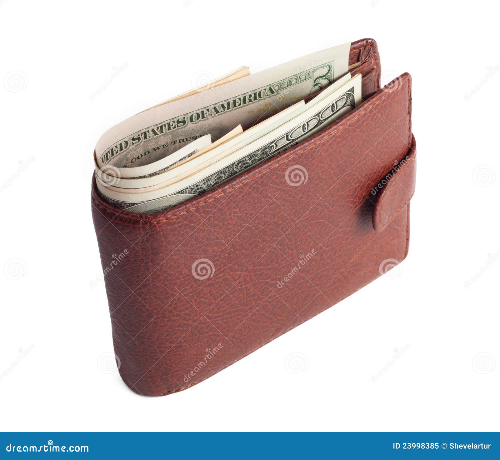 Brown wallet with money stock image. Image of business - 23998385