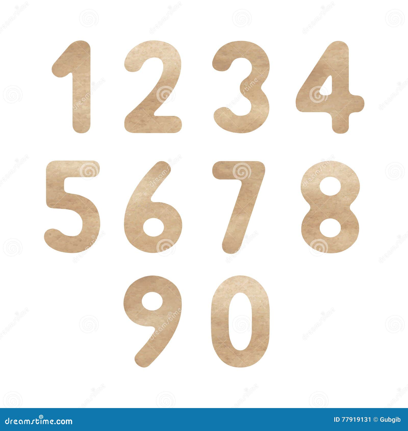 Brown Watercolor Numbers for Design Stock Vector - Illustration of ...