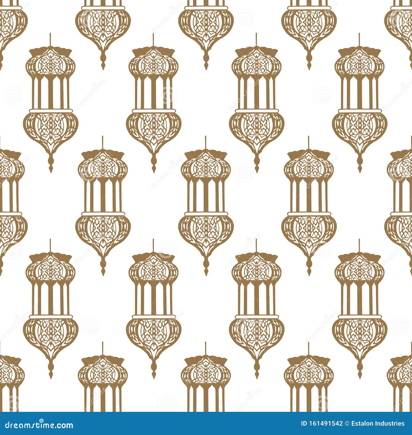 Brown on White Arabic Lantern Geometrical Pattern Seamless Repeat ...
