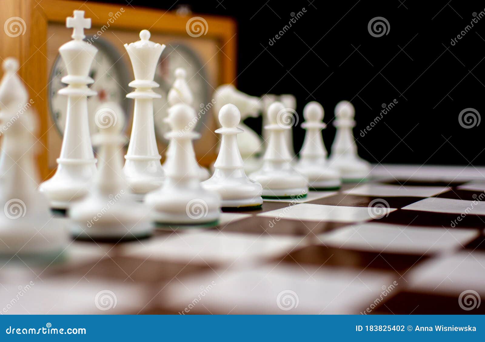 Brown and White Chess Board with Chess Pieces Stock Photo - Image of ...