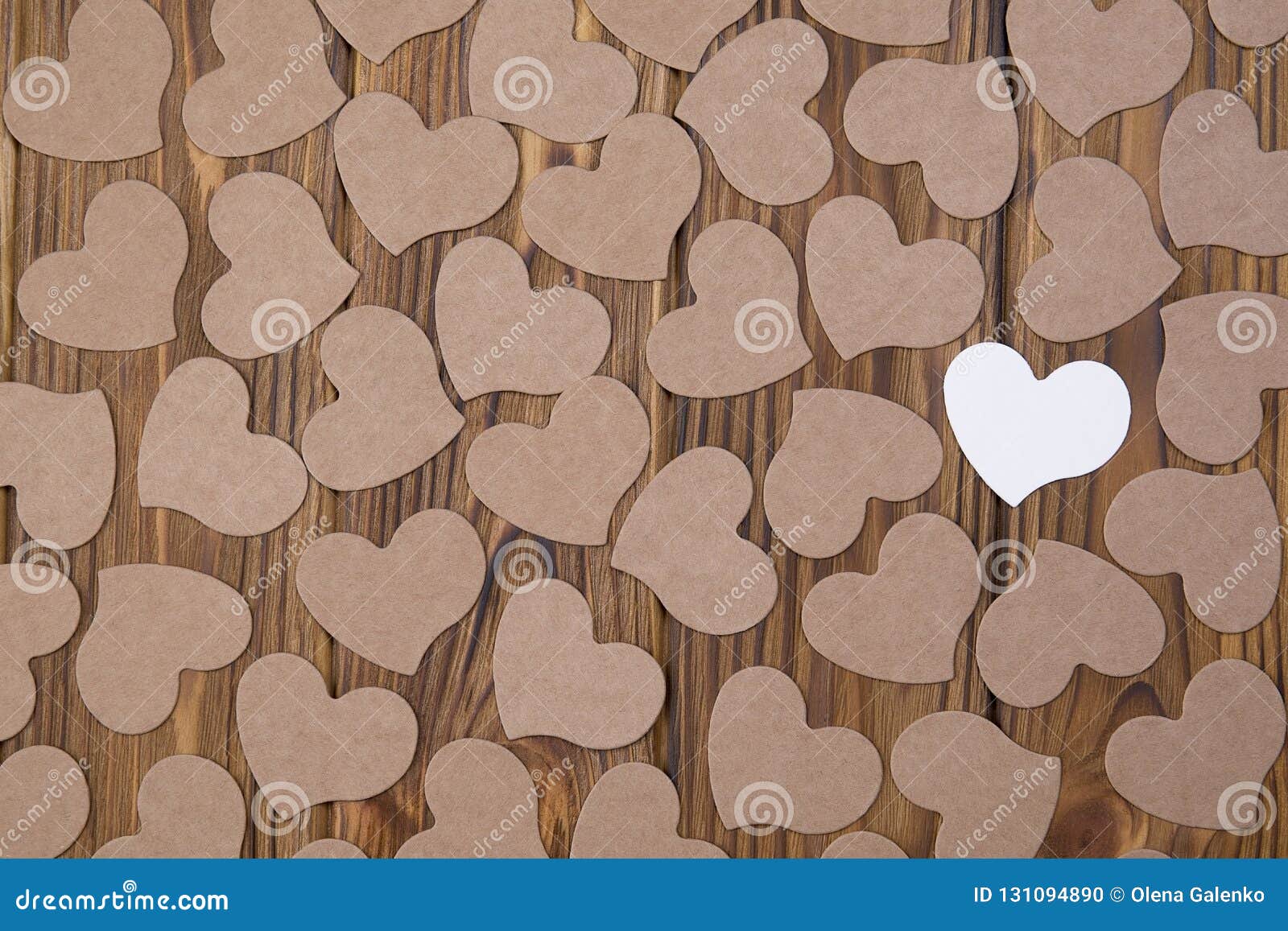 Brown white paper hearts. stock photo. Image of hearts - 131094890