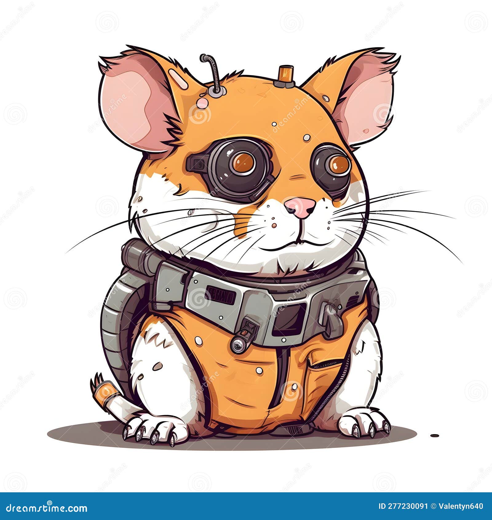 Brown and White Rat with Goggles on it S Head Sitting on the Ground ...