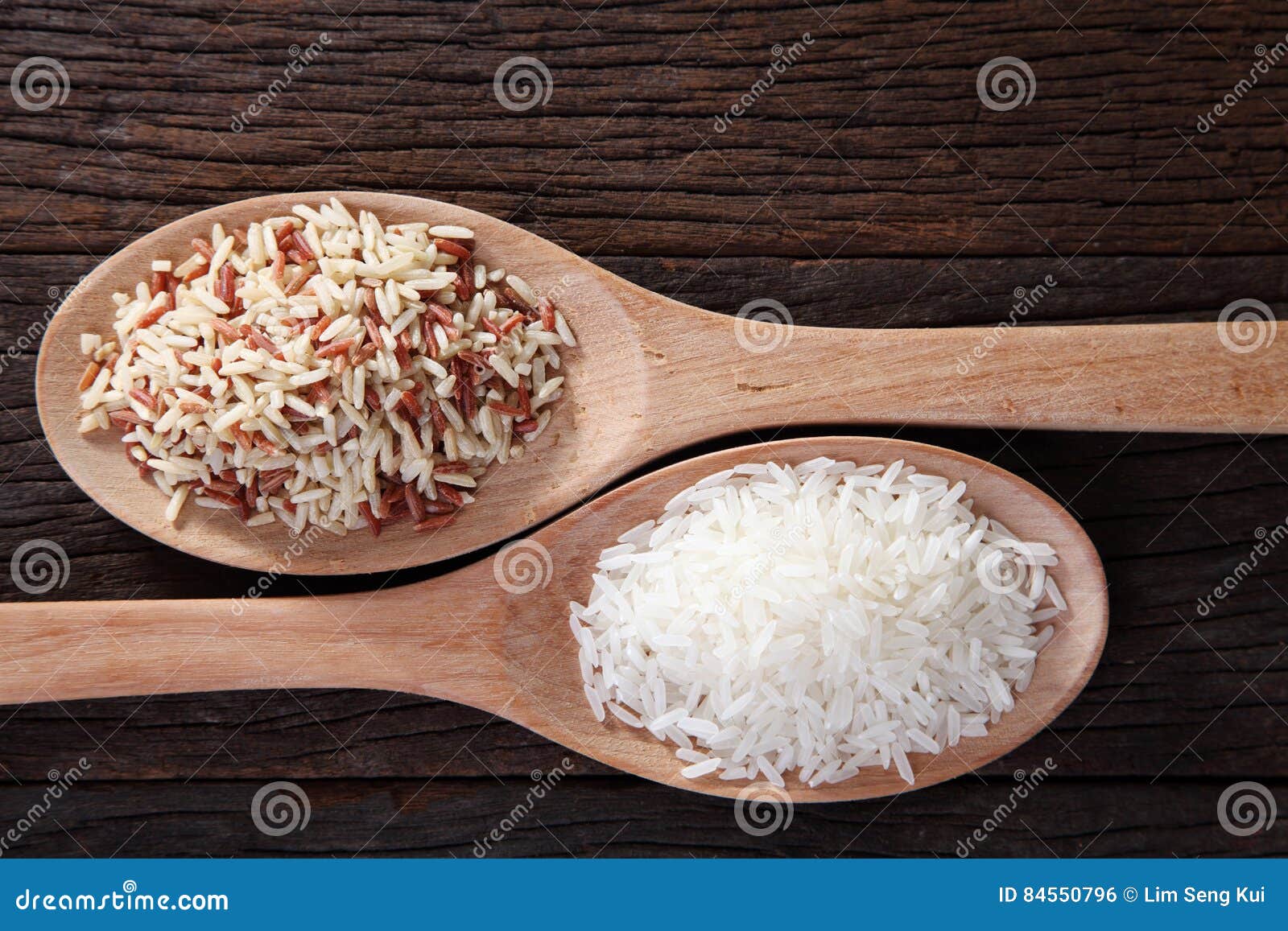 Brown and white rice stock photo. Image of texture, wooden - 84550796