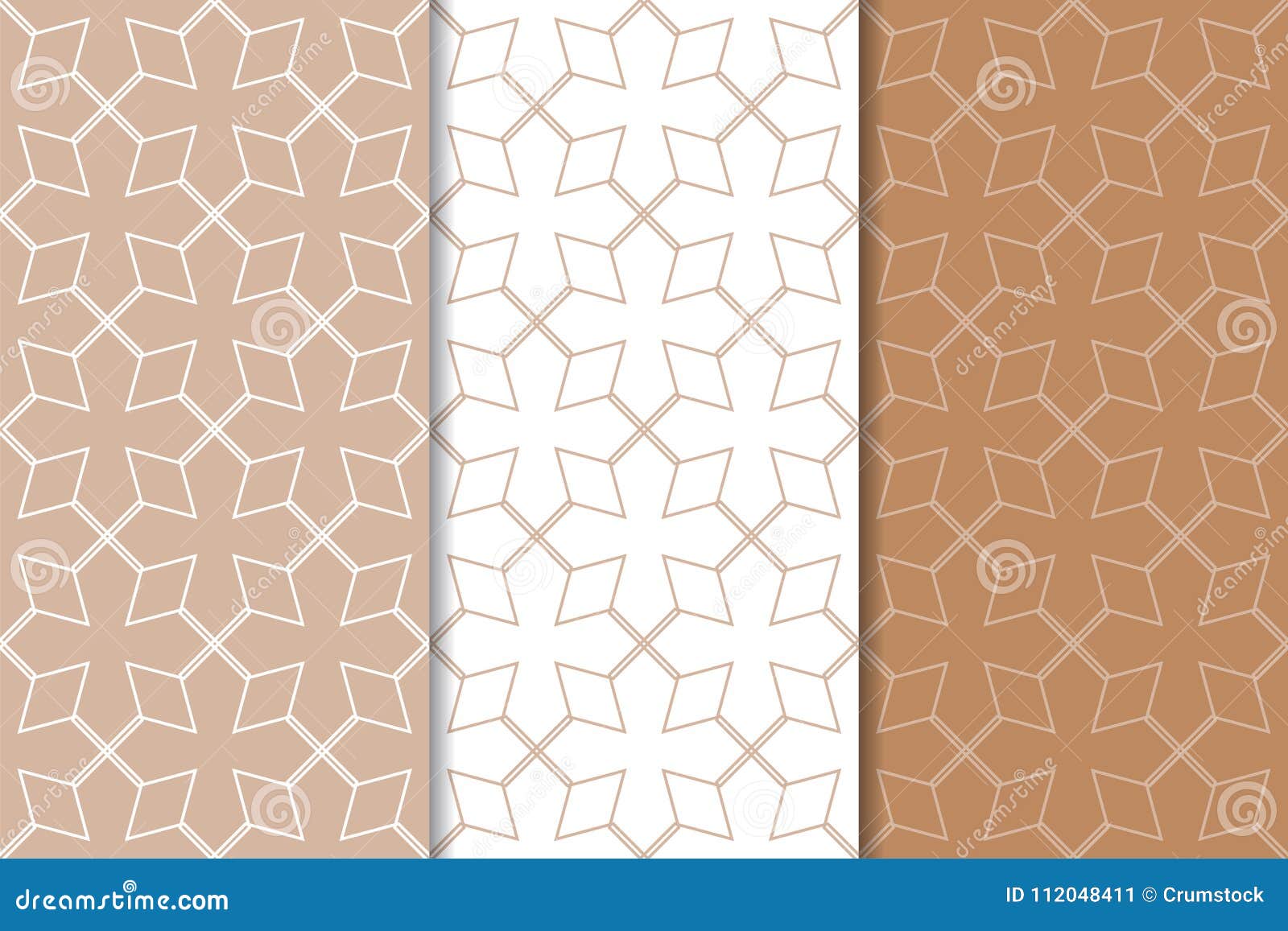 Brown and White Set of Geometric Seamless Patterns Stock Vector ...