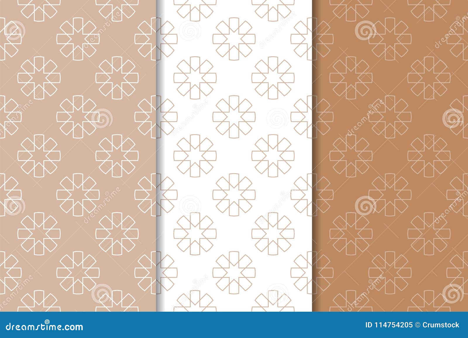 Brown and White Set of Geometric Seamless Patterns Stock Vector ...