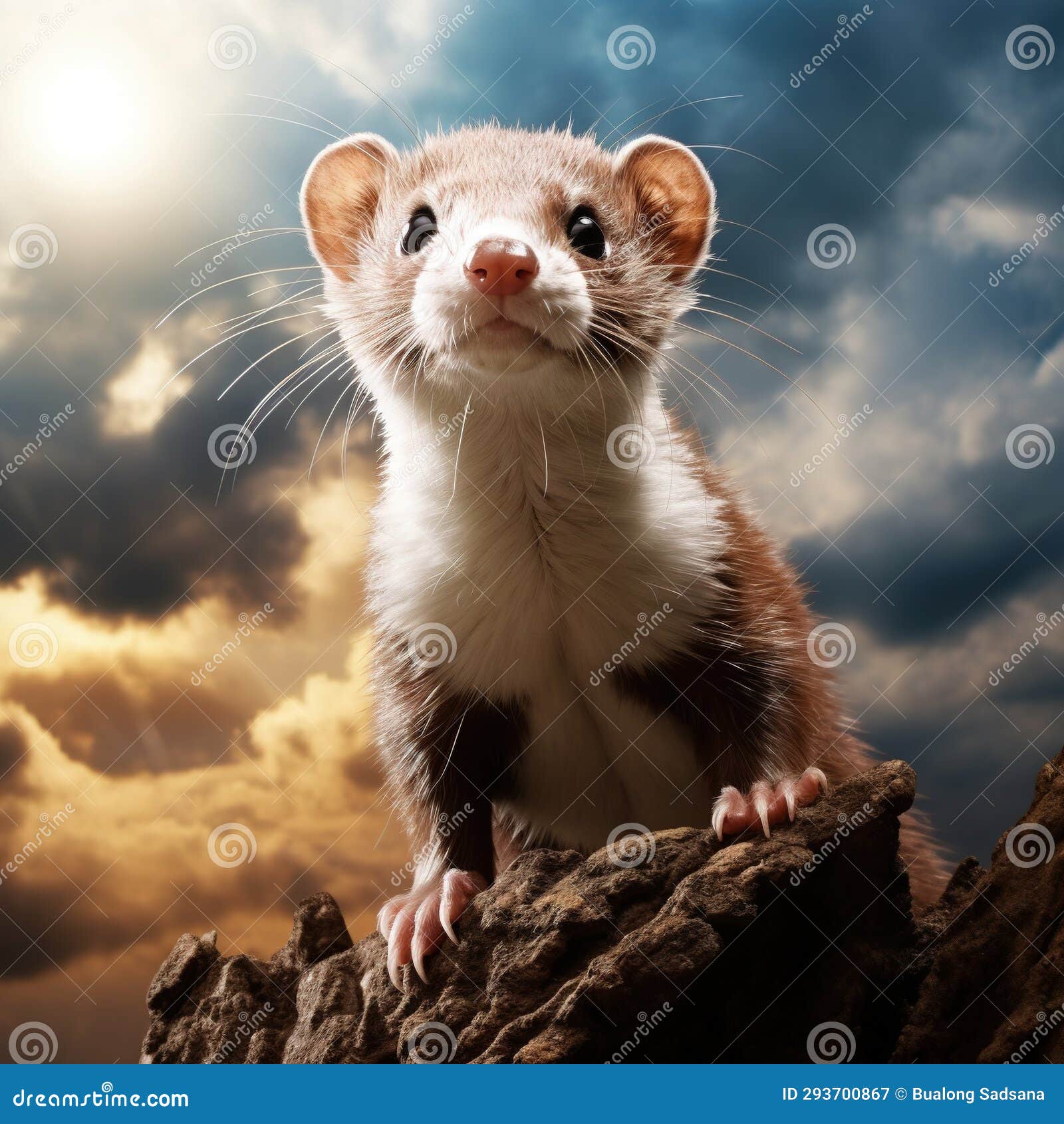 Ai Generated Illustration Wildlife Concept of Brown and White Weasel ...