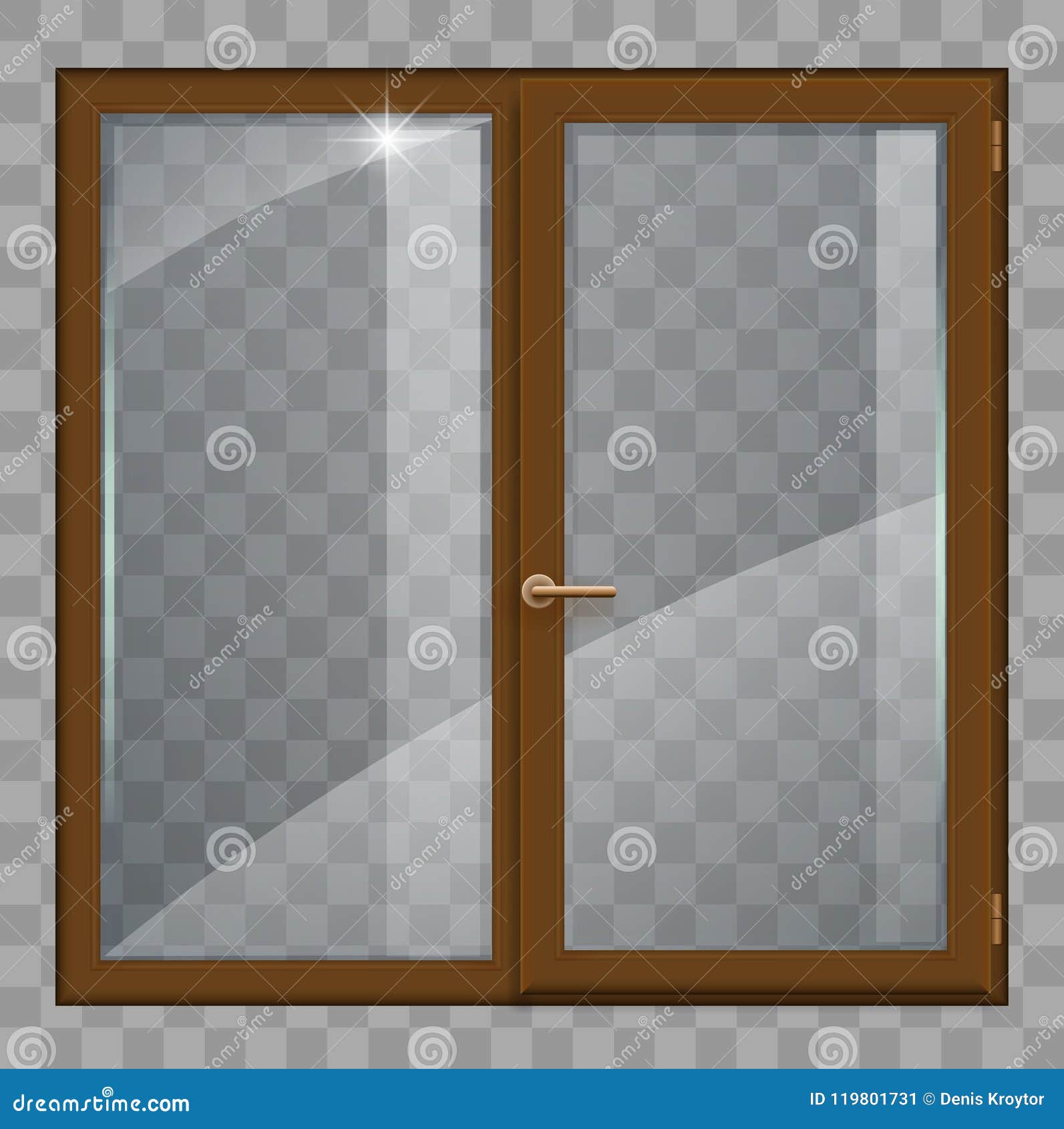 Brown Window with Transparent Glass Stock Illustration - Illustration ...