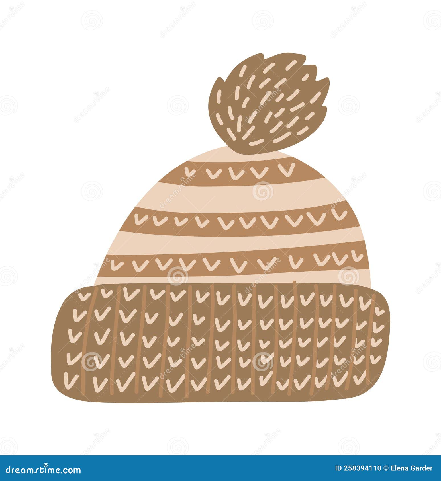 Brown Winter Wool Hat. Simple Cap Drawing. Vector Illustration Stock ...