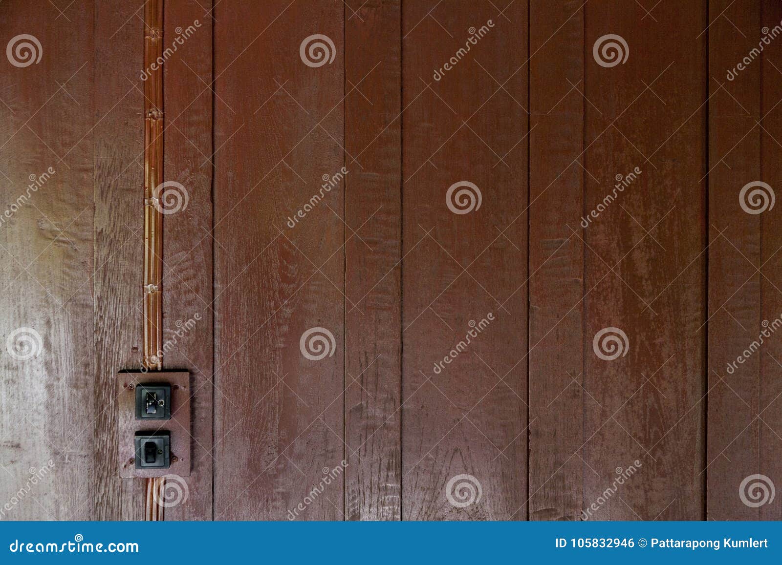 Brown Wood Panel Wall Texture and Old Switch Lights Stock Photo - Image ...