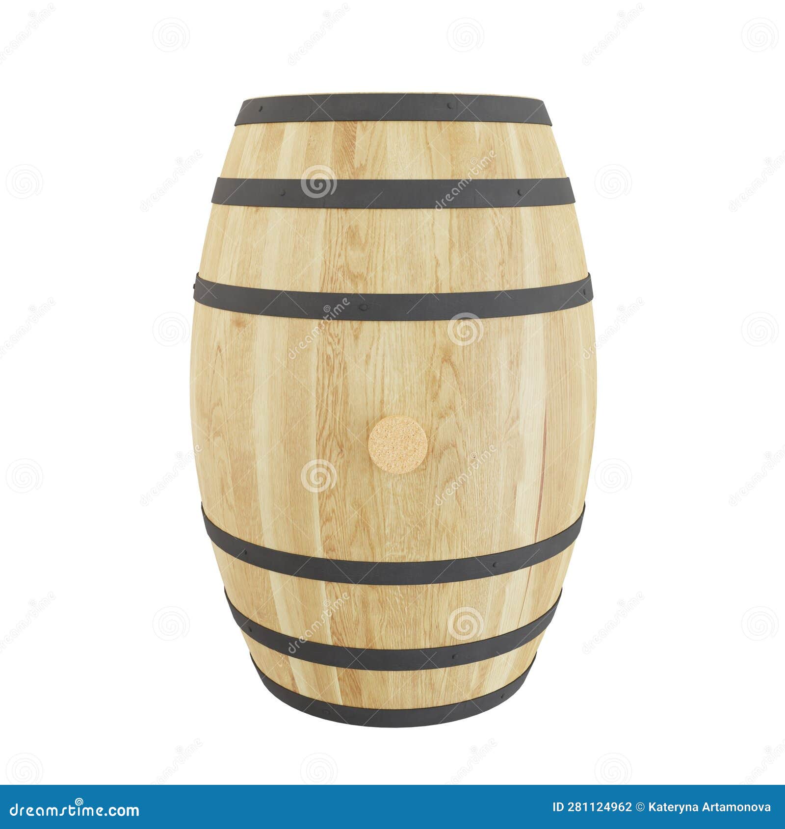 Brown Wooden Barrel Cask. Realistic 3D Render Stock Illustration ...