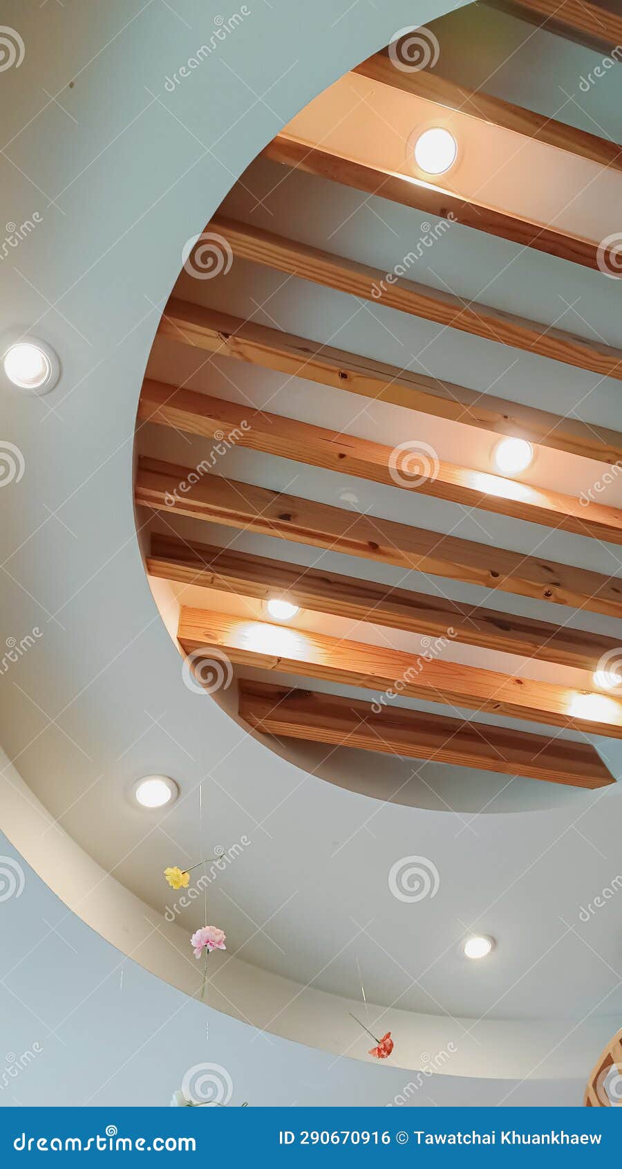 Brown Wooden Ceiling Background, Wooden Ceiling with White Nyon Lamp in ...