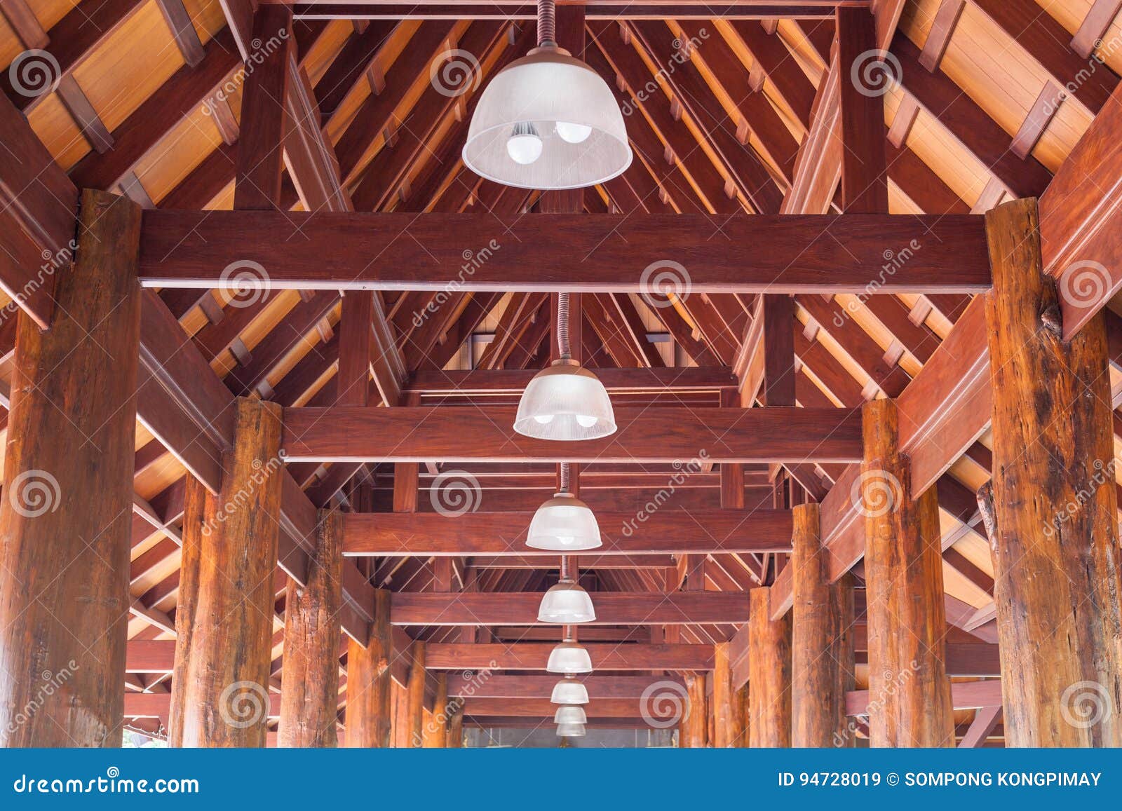 Brown Wooden Roof Structure. Stock Image - Image of style, lamp: 94728019
