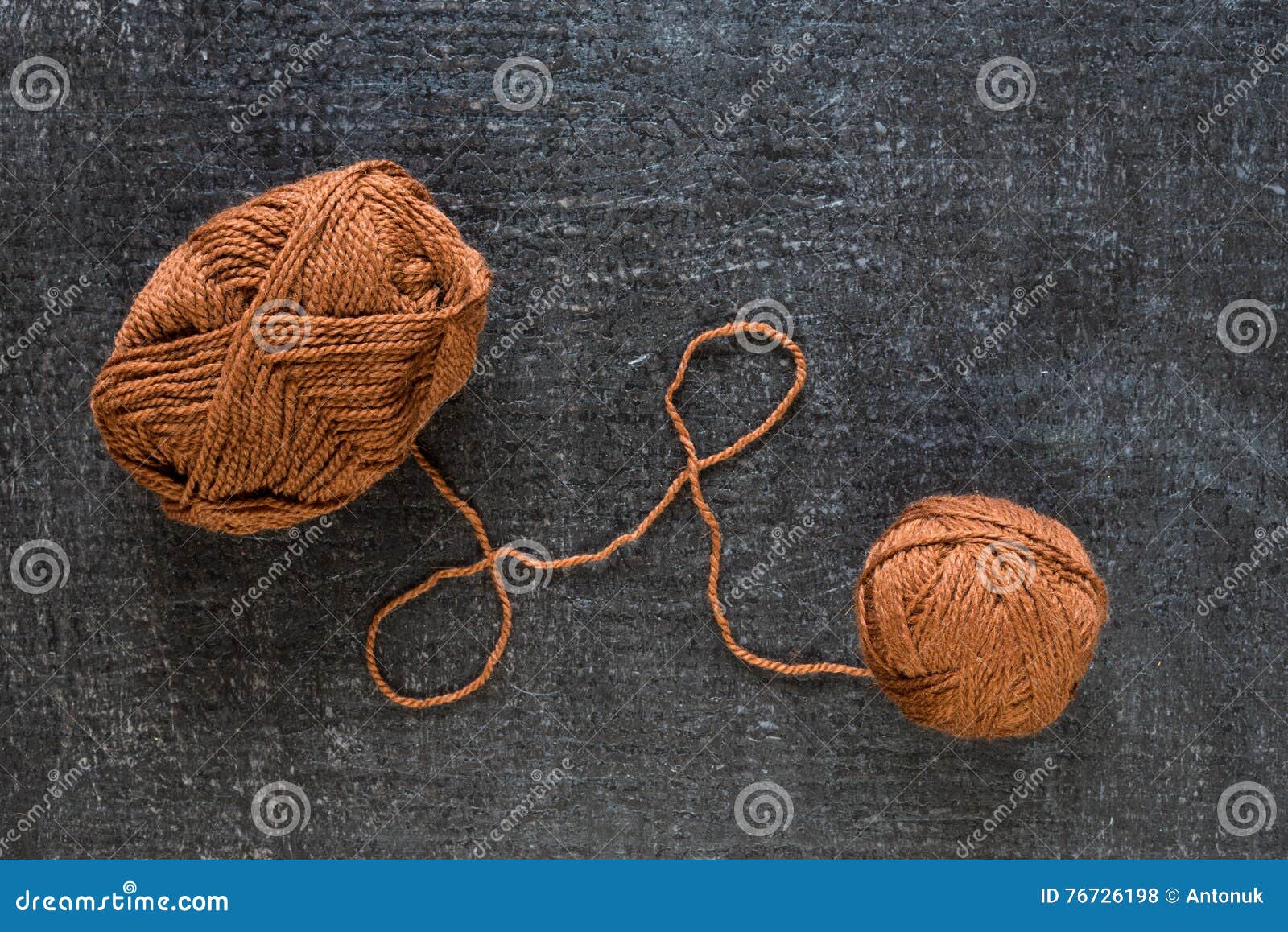 Brown Yarn on Black Grunge Background Stock Photo - Image of handcraft ...