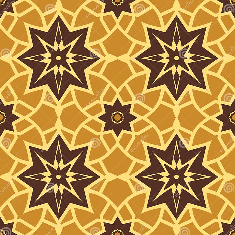 Brown and Yellow Arabesque Pattern, Seamless Repeating Patterns Stock ...