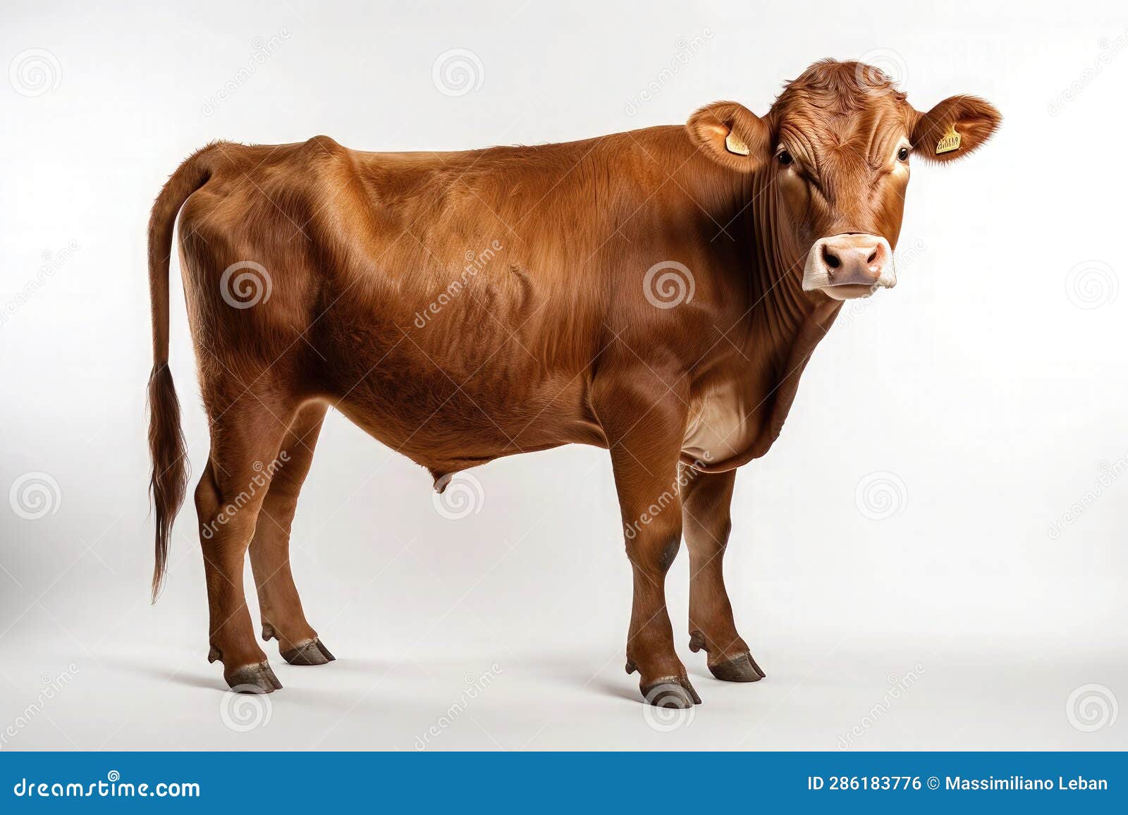 Brown Young Bull on a White Background Stock Illustration ...