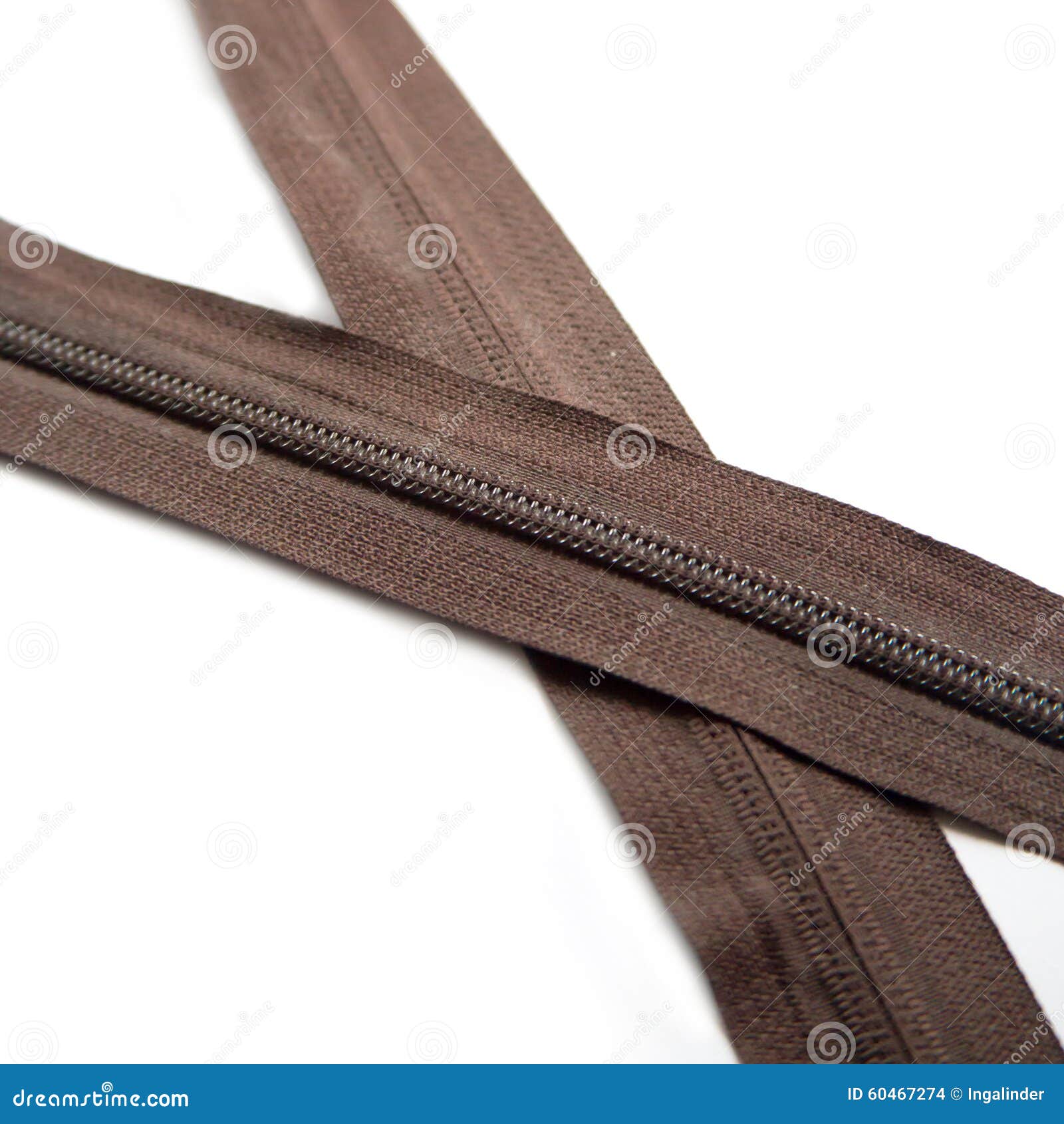 Brown Zipper Isolated on White Background Stock Photo - Image of open ...