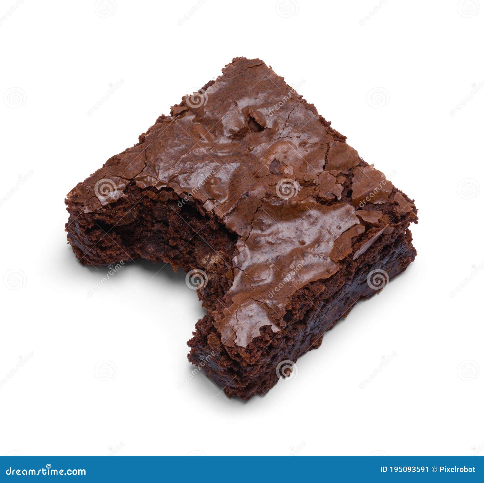 Brownie with Missing Bite Isolated on White Stock Image - Image of ...