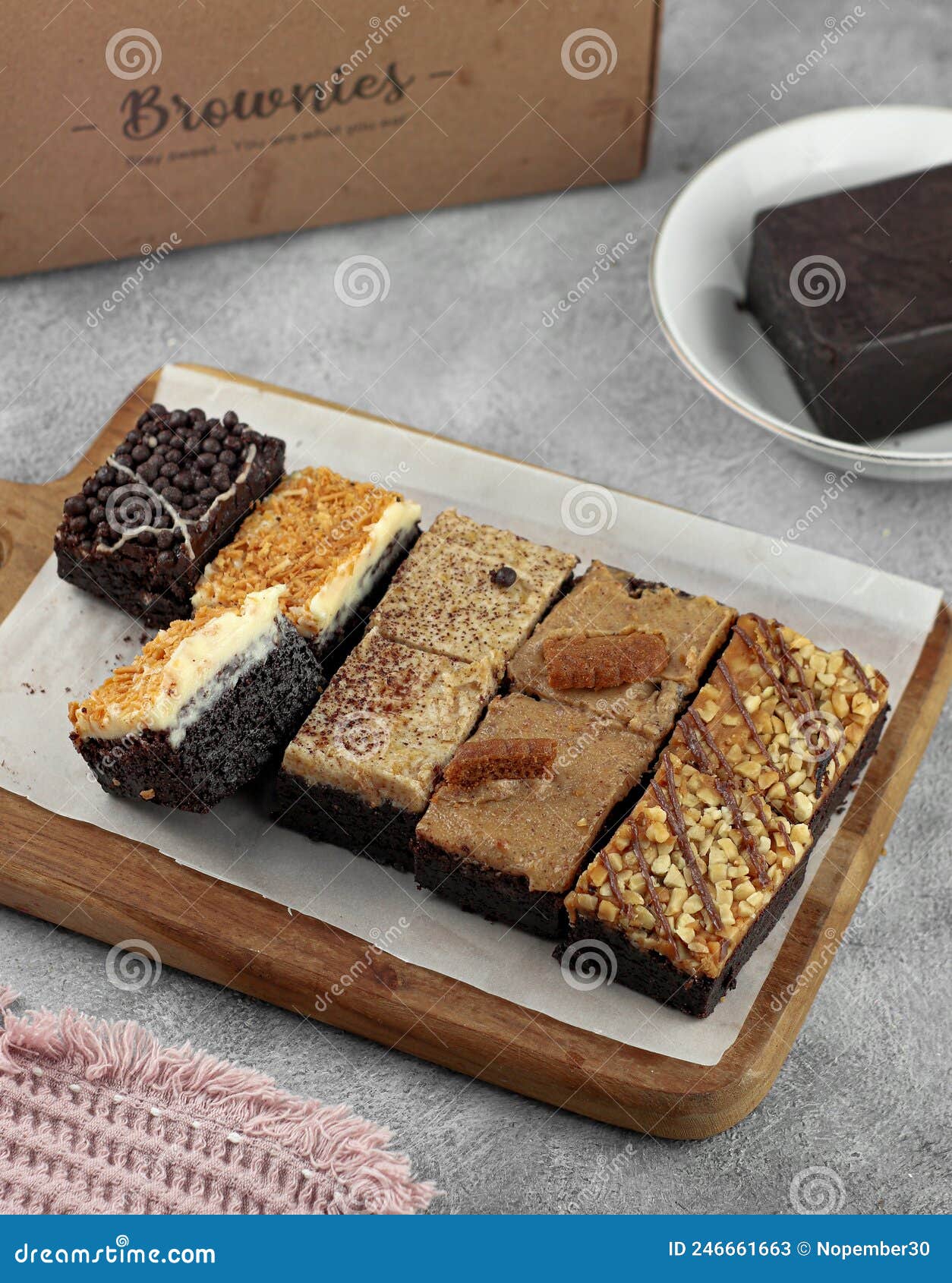 Brownies assorted flavors stock image. Image of brownies - 246661663