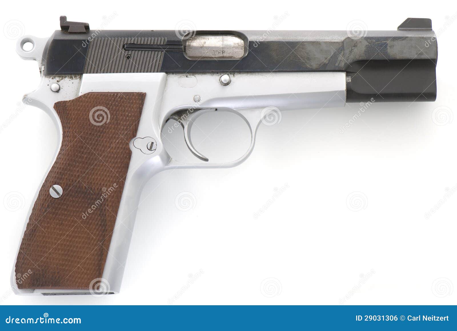 Browning Hi-power 9mm Pistol Stock Photo - Image of slide, dirty: 29031306