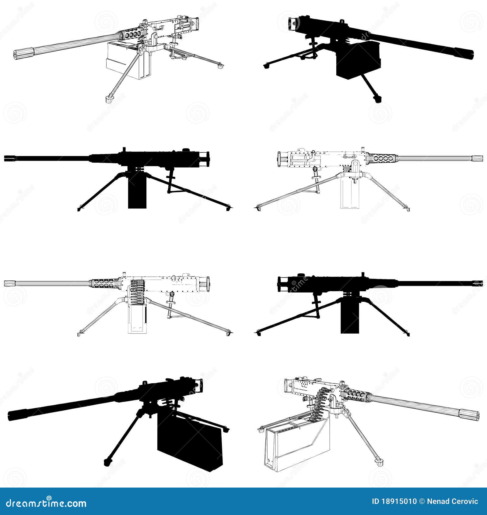 Browning Machine Gun Vector 02 Stock Vector - Illustration of battle ...