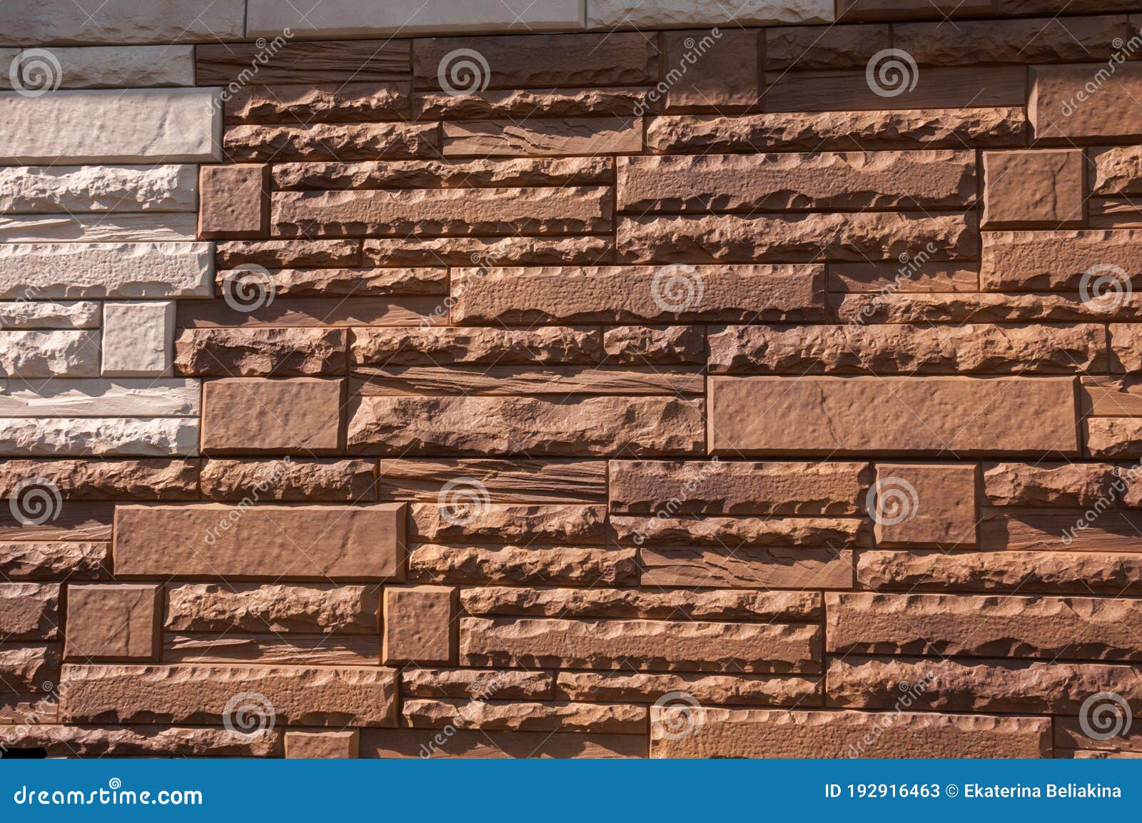 Brownish Beige Stone Wall Cladding Stock Image - Image of material ...