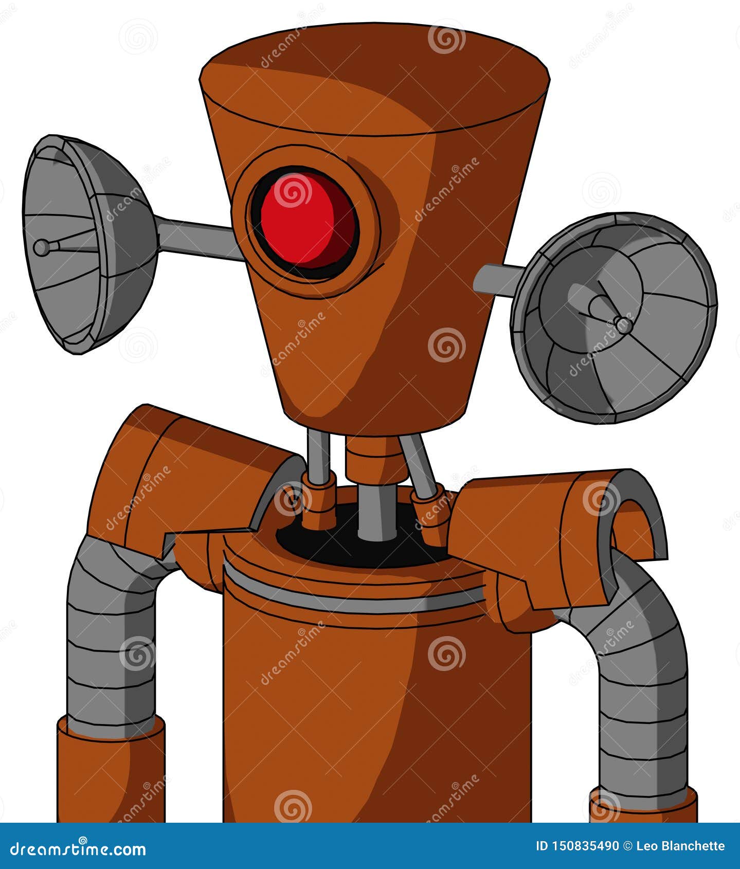 Brownish Droid With Droid Head And Teeth Mouth And Cyclops Eye And ...