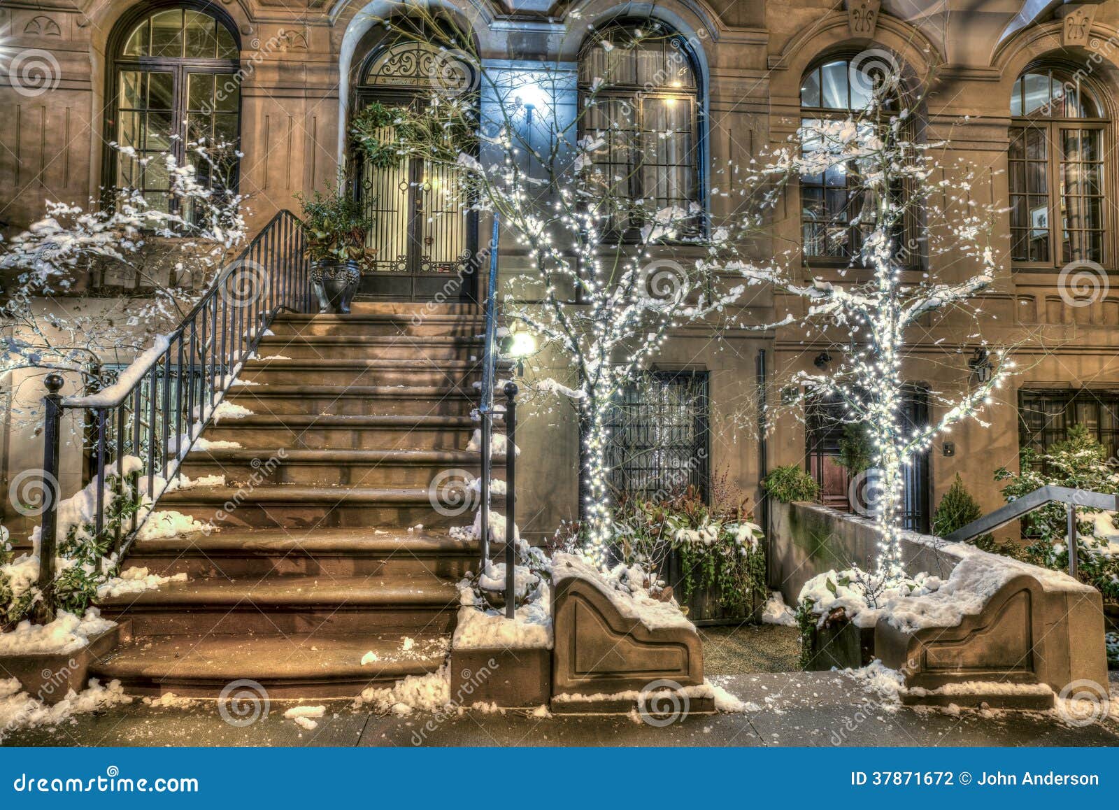 Brownstone New York City Manhattan Stock Photo - Image of railing ...