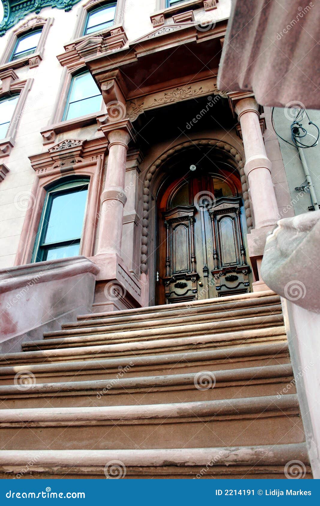 Brownstone stairs stock image. Image of doors, stairs - 2214191