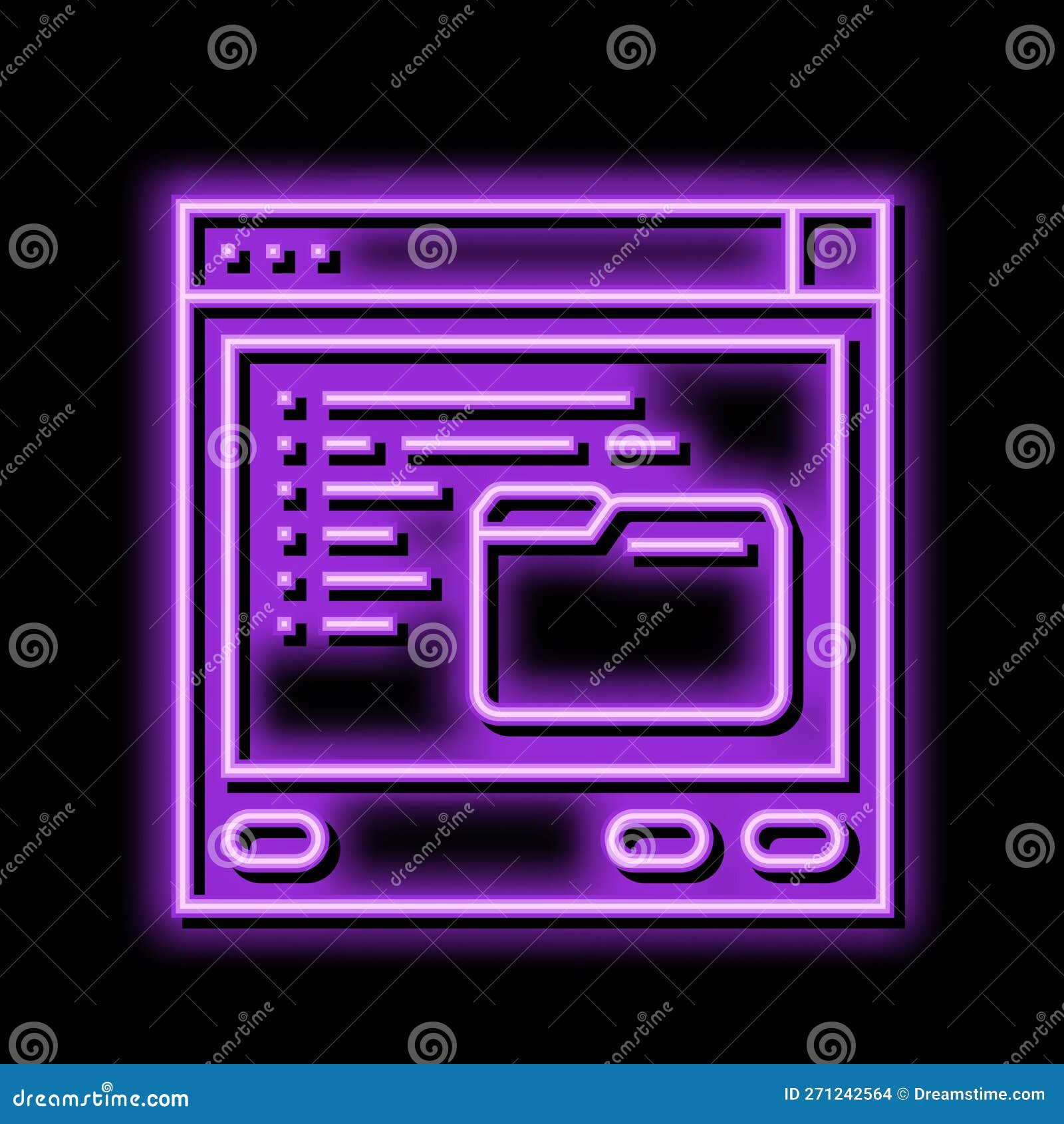 Browse Folder Neon Glow Icon Illustration Stock Vector - Illustration ...