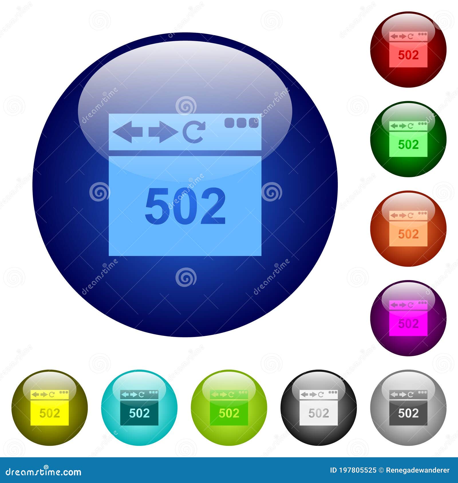 Browser 502 Bad Gateway Color Glass Buttons Stock Vector - Illustration ...