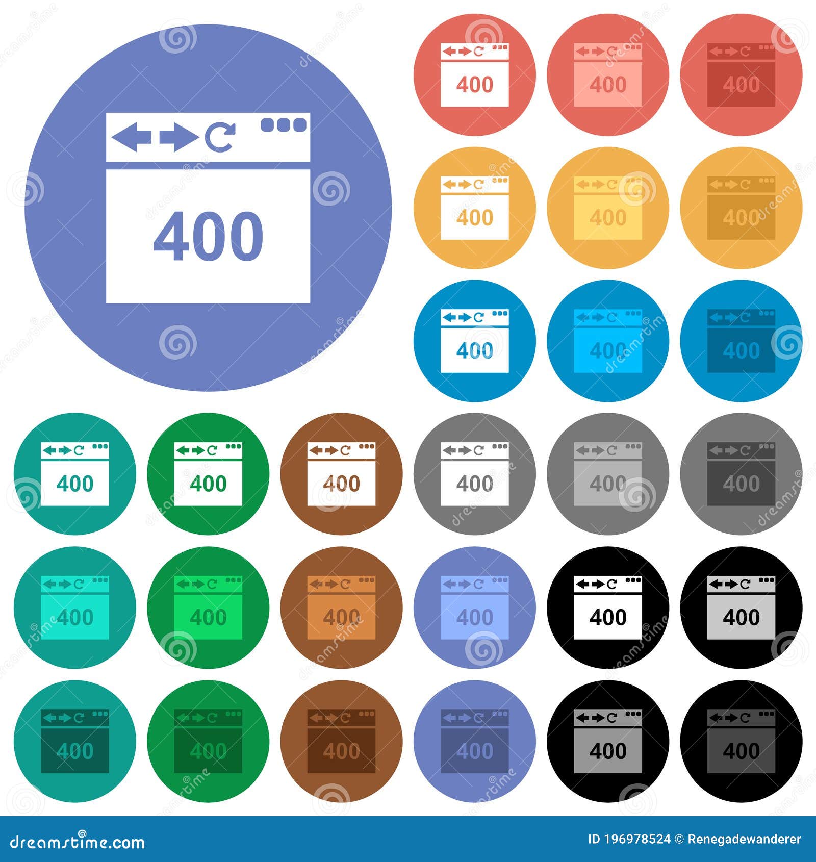 Browser 400 Bad Request Round Flat Multi Colored Icons Stock Vector ...
