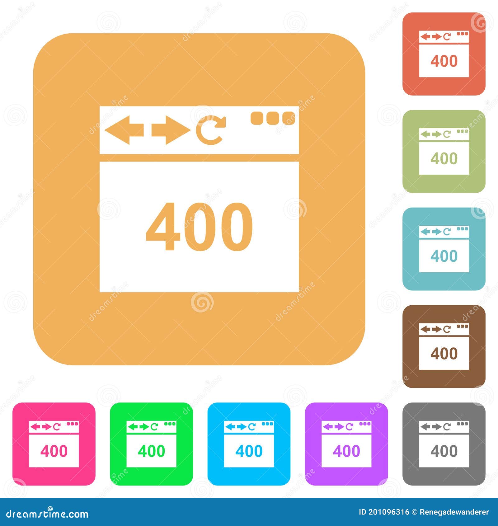 Browser 400 Bad Request Rounded Square Flat Icons Stock Vector ...