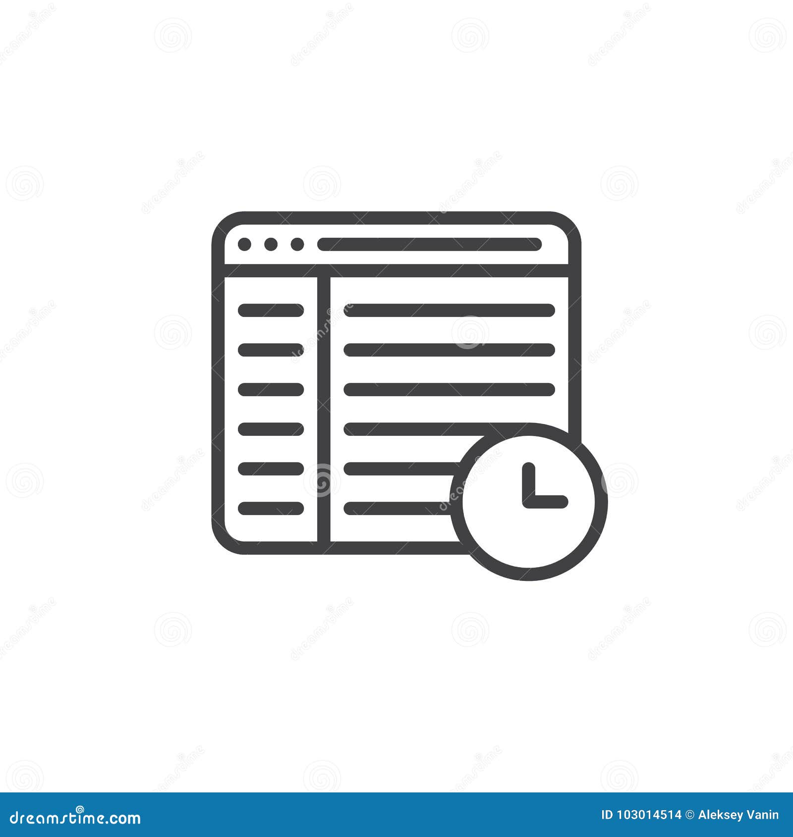 Browser and Clock Line Icon Stock Vector - Illustration of network ...