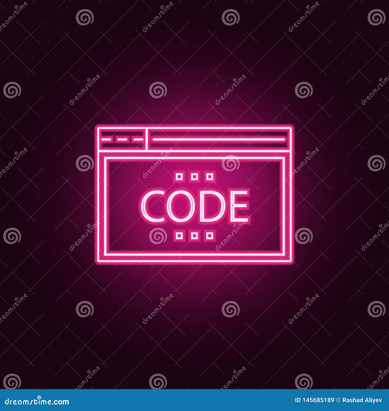 Browser Coding Icon. Elements of Web Development in Neon Style Icons ...