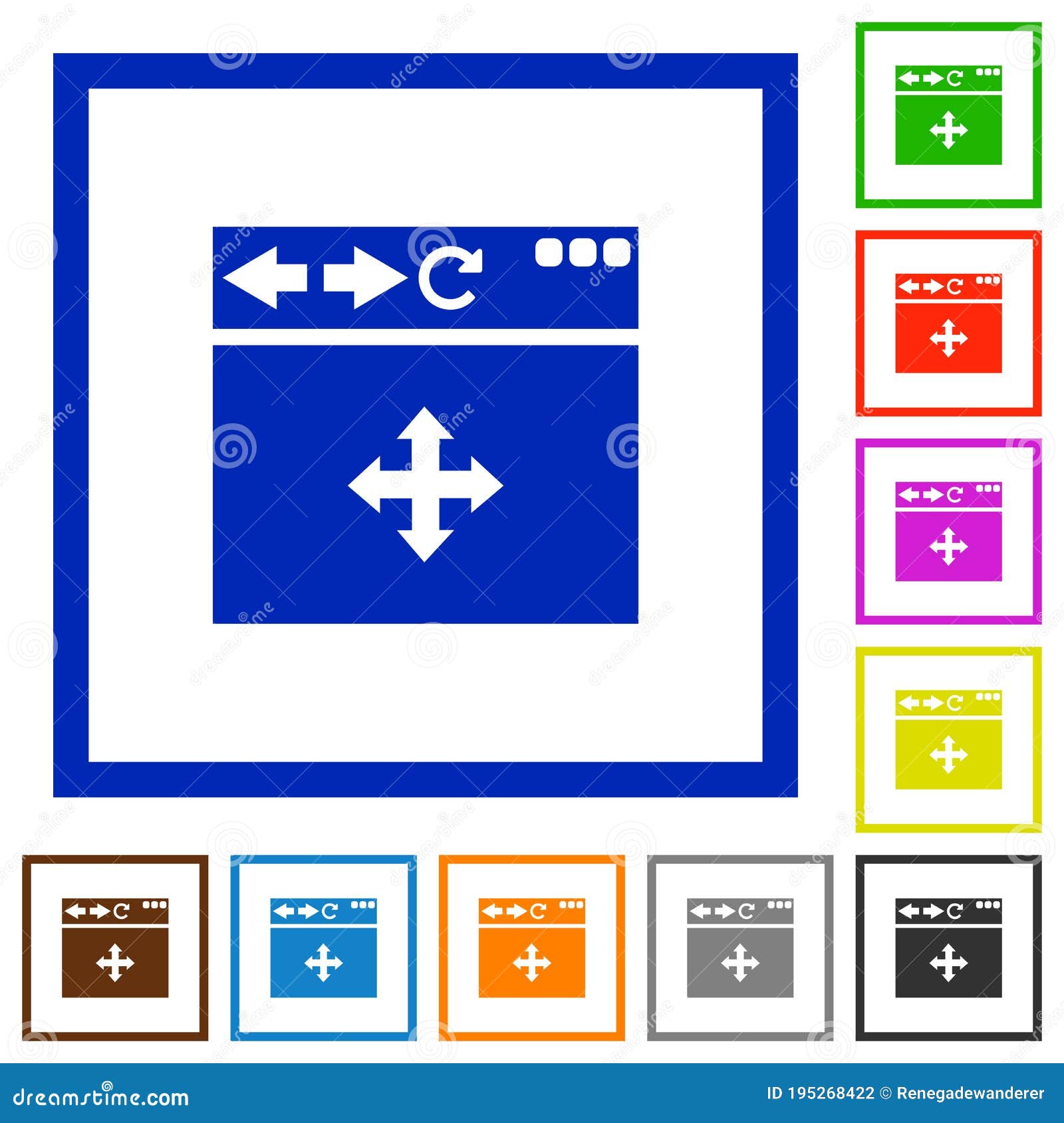Browser Drag and Drop Flat Framed Icons Stock Vector - Illustration of ...
